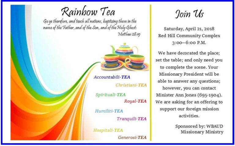 WBAUD Rainbow Tea | Wateree Baptist Association Upper Division